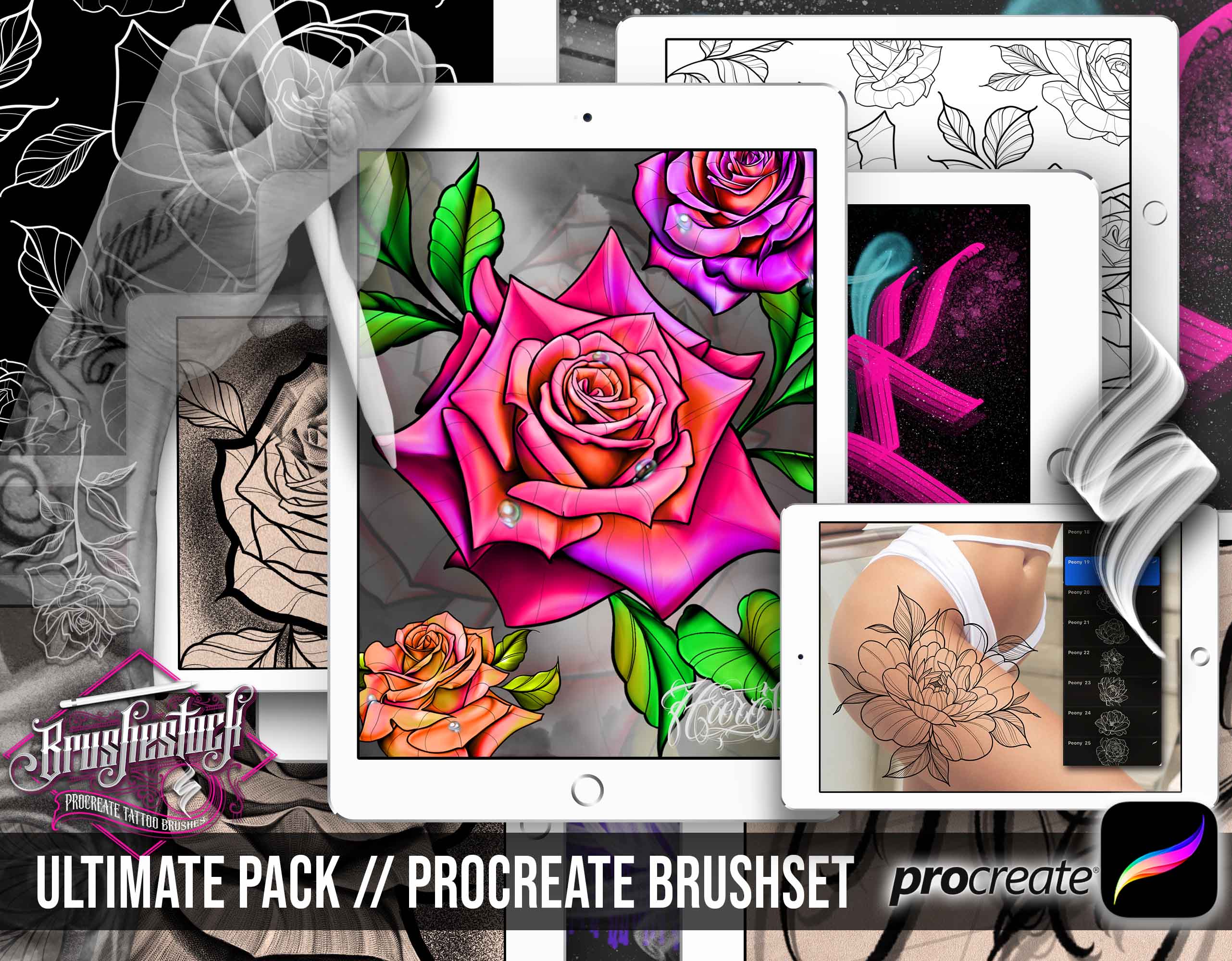 Selection of Tattoo Packs for Procreate Application on your iPad and iPad pro – Brushestock